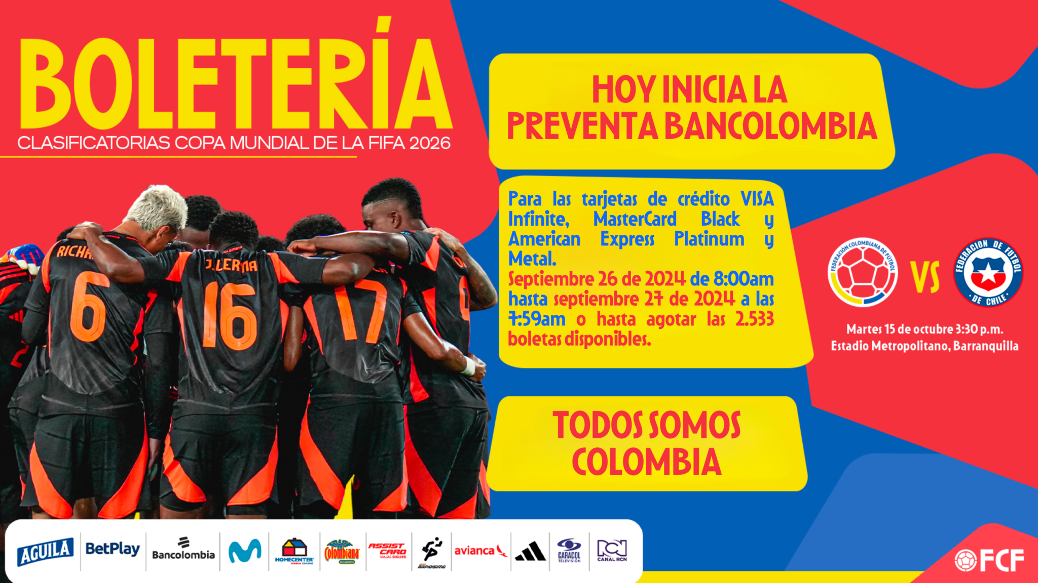 Inicia preventa de boletería para clientes Bancolombia – Federación ...