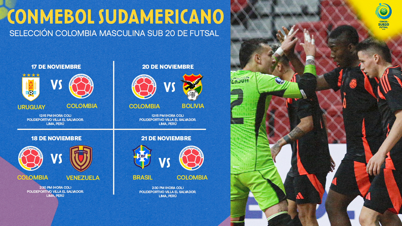 Conozca el fixture de la Selección Colombia Masculina Sub-20 de Futsal ...
